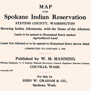 1910 Map of Spokane Indian Reservation Stevens County Washington - Etsy