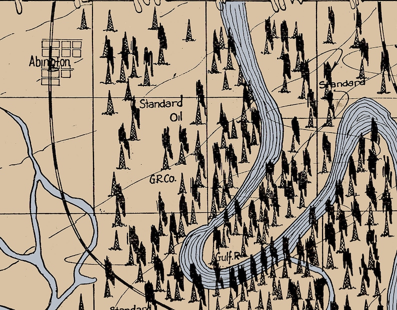 1920 Map of the Red River Bull Bayou Oil Field Louisiana - Etsy