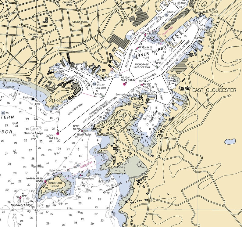 2010 Nautical Map of Gloucester Harbor and Annisquam River ...