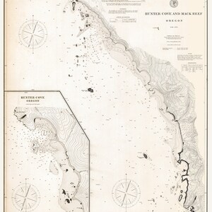 1893 Nautical Chart of Hunter Cove and Mack Reef Oregon - Etsy