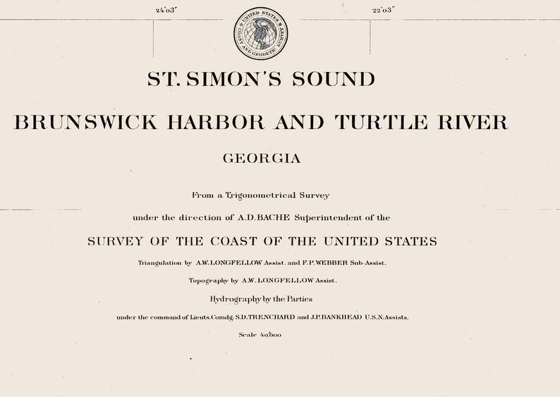 1888 Nautical Chart of St Simons Sound Georgia - Etsy