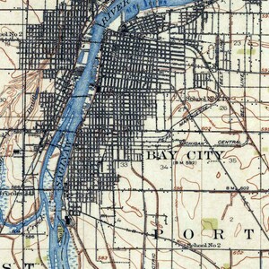 1916 Topo Map of Bay City Michigan Saginaw Bay - Etsy