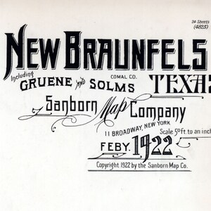 1922 Town Map of New Braunfels Comal County Texas - Etsy