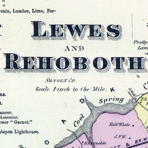 1868 Map of Lewes and Rehoboth Delaware - Etsy