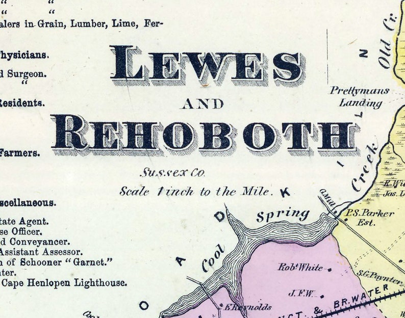 1868 Map of Lewes and Rehoboth Delaware - Etsy