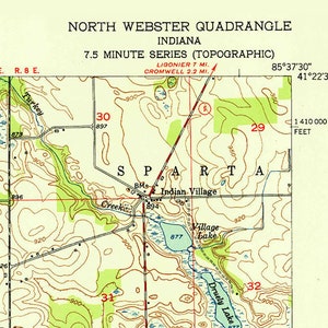 1950 Topo Map of North Webster Quadrangle Indiana Lake Webster - Etsy