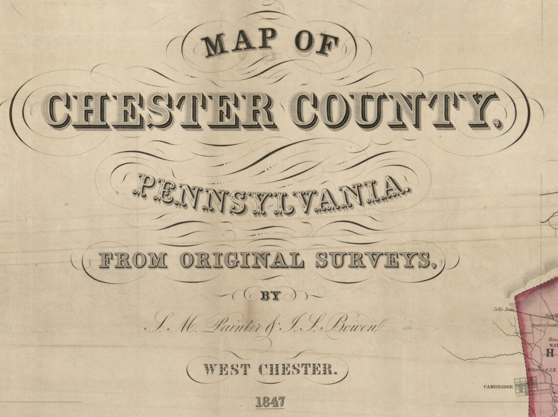 1847 Map of Chester County PA From Original Surveys Genealogy - Etsy