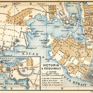 1907 Map of Victoria & Esquimalt Canada - Etsy