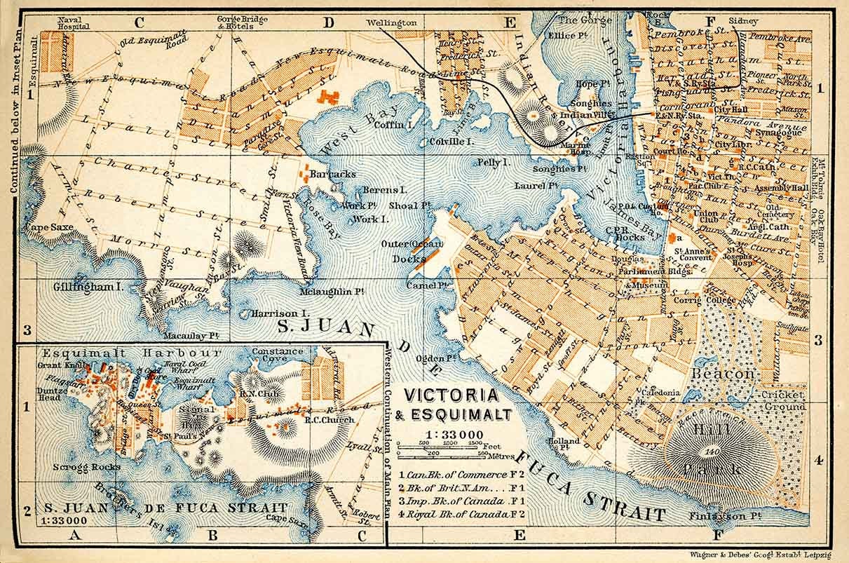 1907 Map of Victoria & Esquimalt Canada - Etsy
