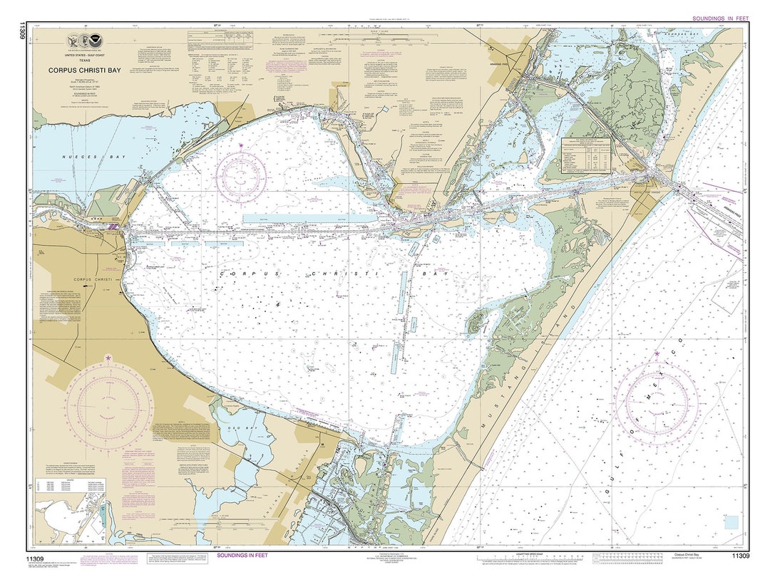 2020 Nautical Chart of Corpus Christi Bay Texas - Etsy