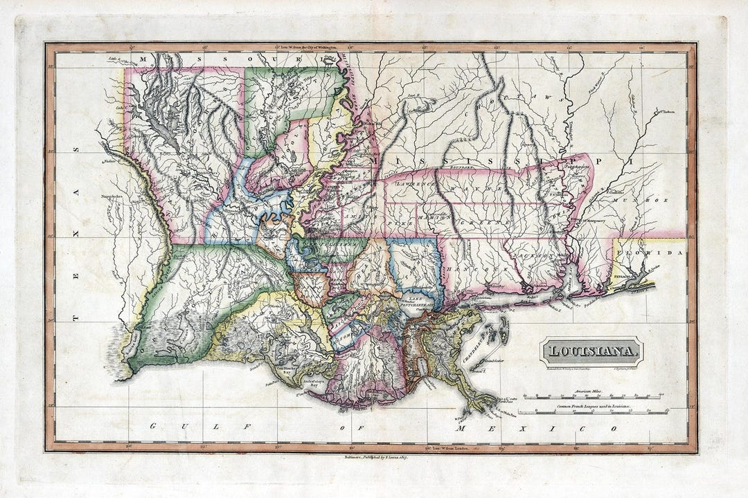 1817 Map of Louisiana - Etsy