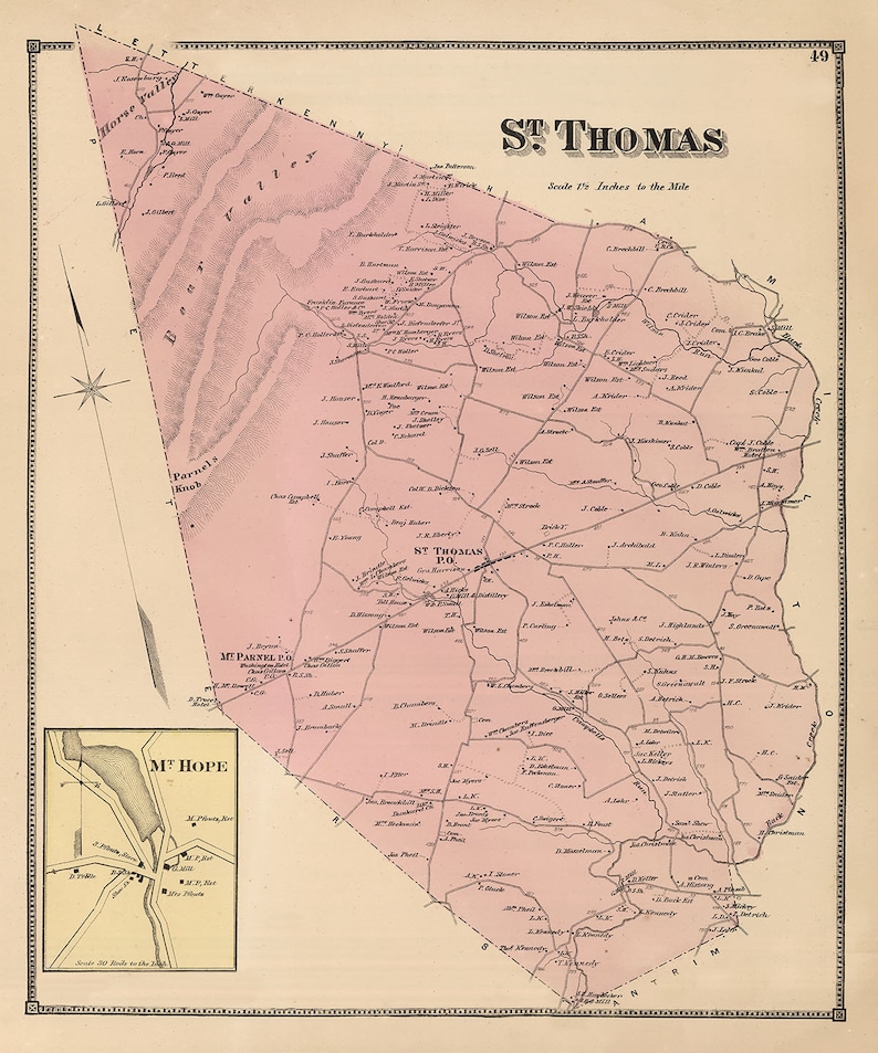 1868 Map of St Thomas Township Franklin County Pennsylvania - Etsy