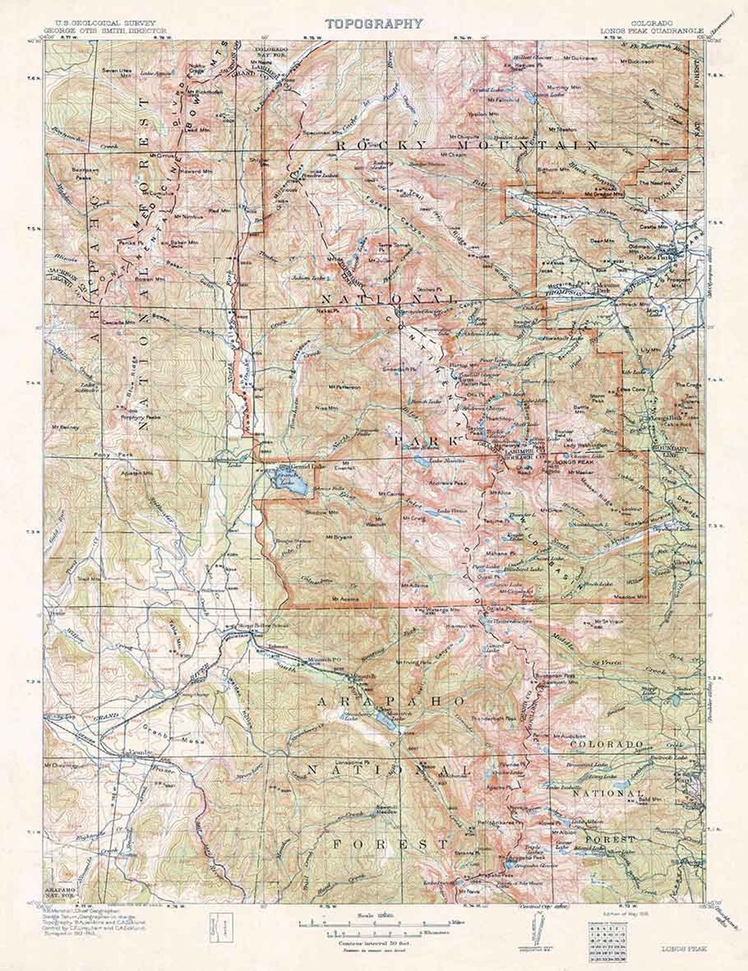 1915 Topo Map of Longs Peak Colorado Rocky Mountains - Etsy