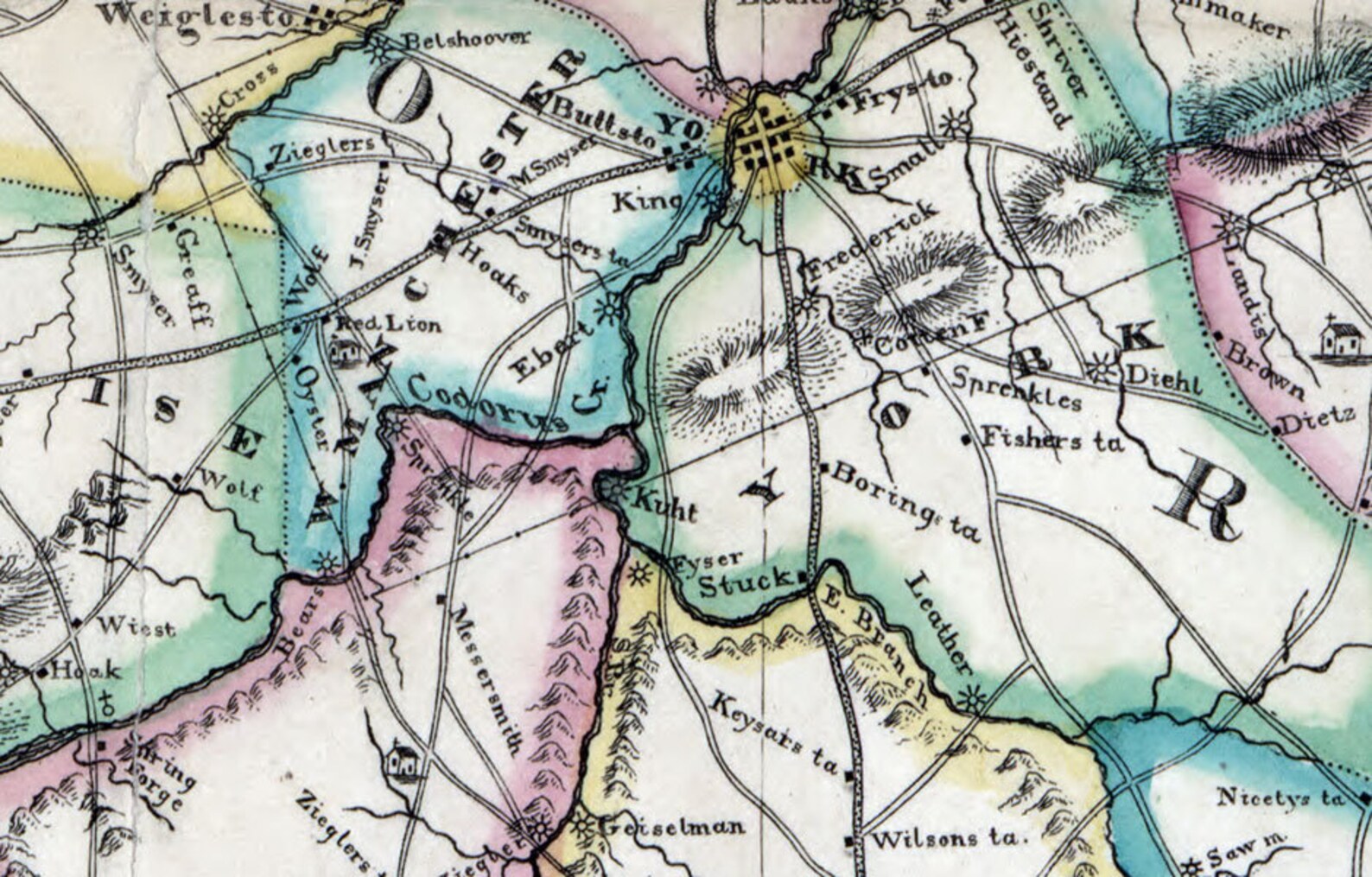 1821 Map of York & Adams County Pennsylvania - Etsy