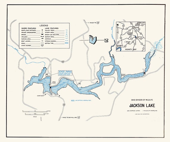 1960 Map of Jackson Lake Jackson County Ohio | Etsy