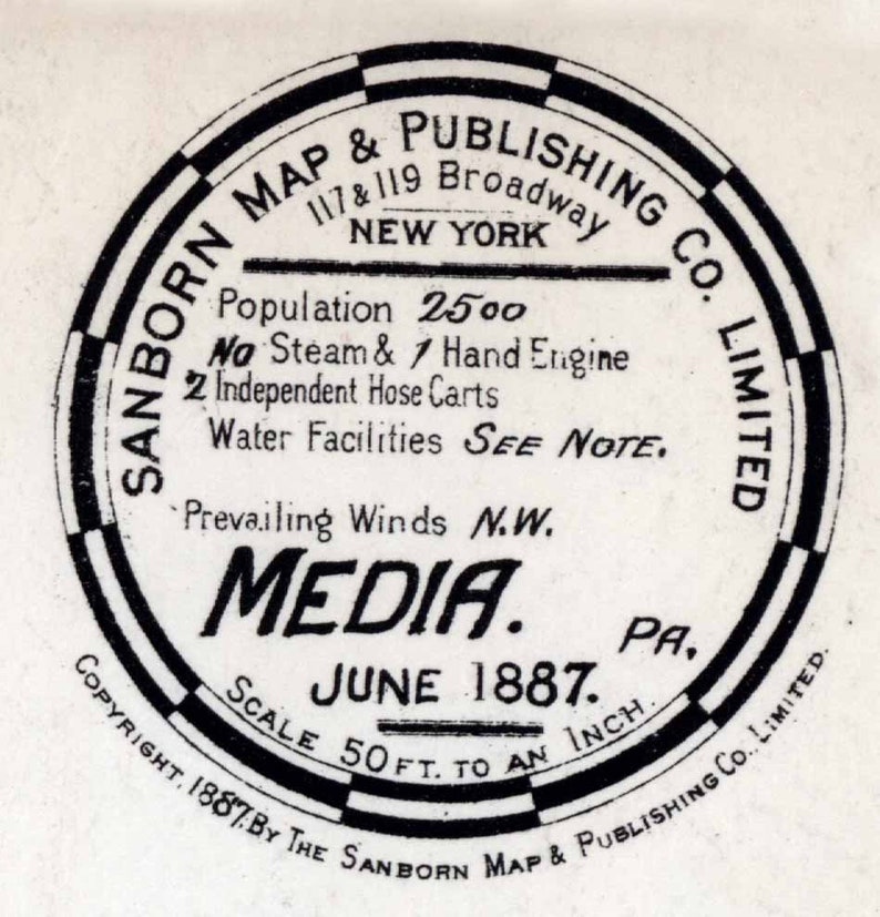 1887 Town Map of Media Delaware County Pennsylvania | Etsy