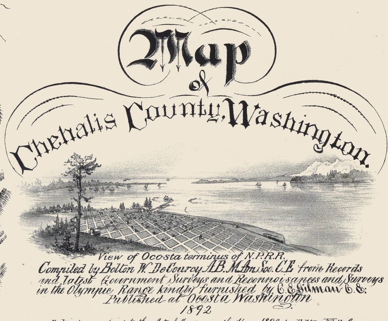 1892 Map of Chehalis County Washington - Etsy