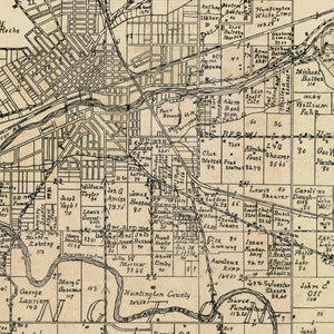 1903 Farm Line Map of Huntington County Indiana - Etsy
