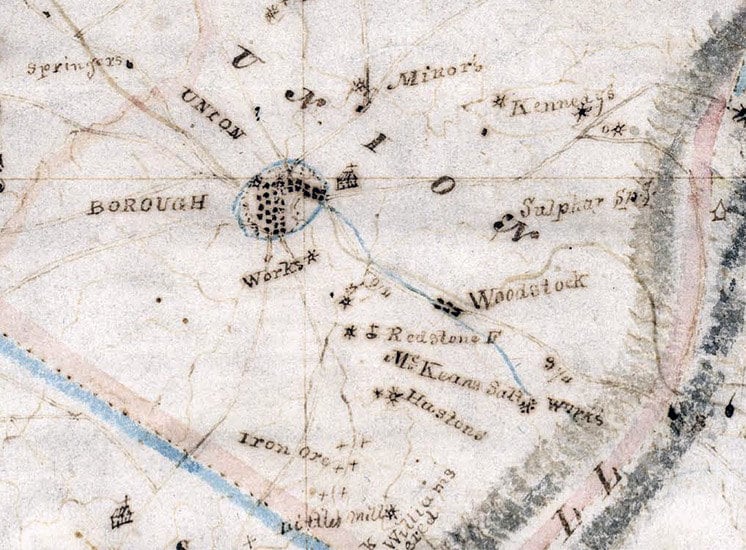 1817 Map of Fayette County Pennsylvania Uniontown Brownsville ...