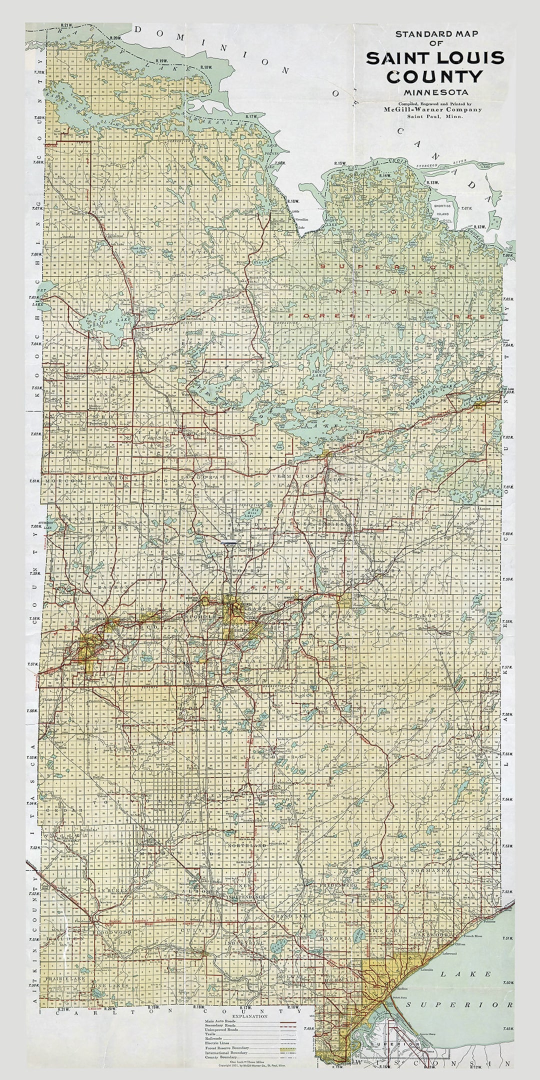 1921 Map of Saint Louis County Minnesota - Etsy