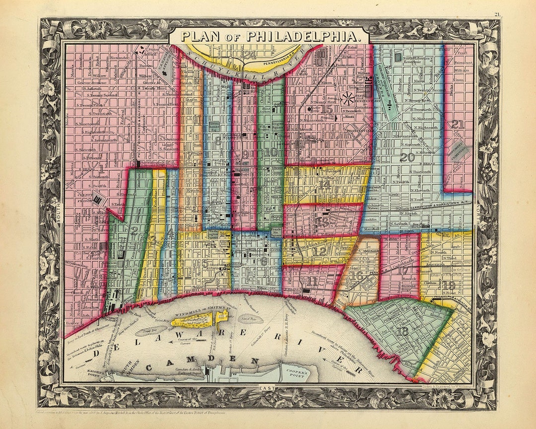 1860 Map of Philadelphia Pennsylvania - Etsy