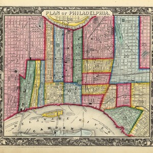 1860 Map of Philadelphia Pennsylvania - Etsy