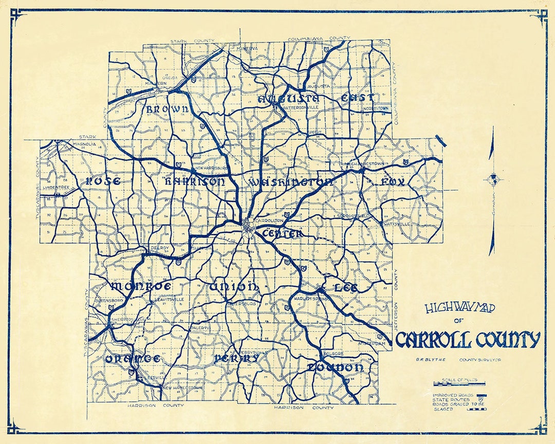 1890s Map of Carroll County Ohio - Etsy