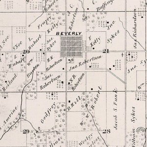 1872 Map of Beverly Township Adams County Illinois - Etsy