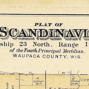1889 Map of Scandinavia Township Waupaca County Wisconsin - Etsy