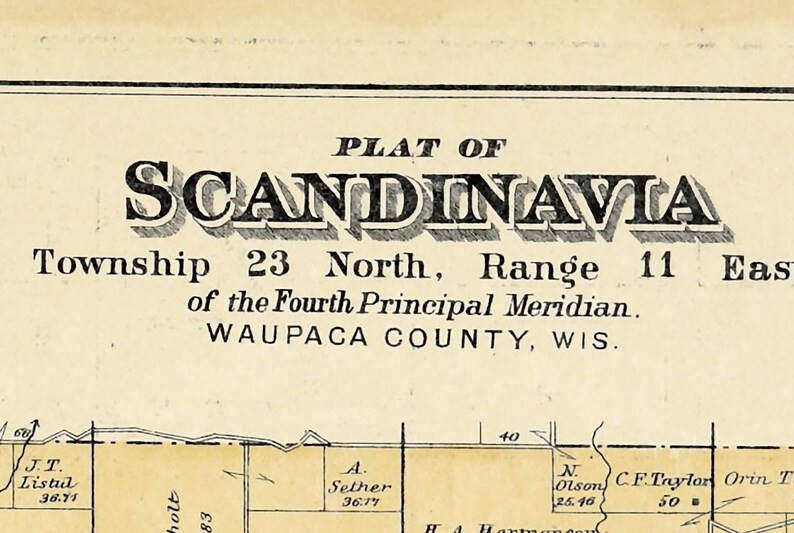 1889 Map of Scandinavia Township Waupaca County Wisconsin - Etsy