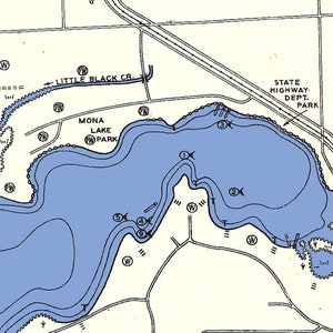 1953 Map of Mona Lake Muskegon County Michigan - Etsy
