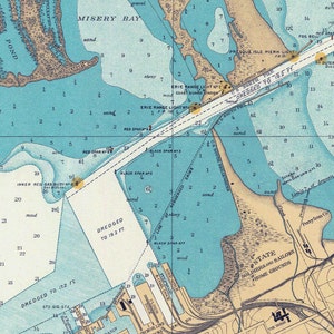 1920 Nautical Map of Erie Harbor and Presque Isle Lake Erie PA - Etsy