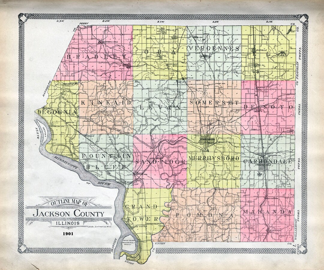1901 Map of Jackson County Illinois - Etsy