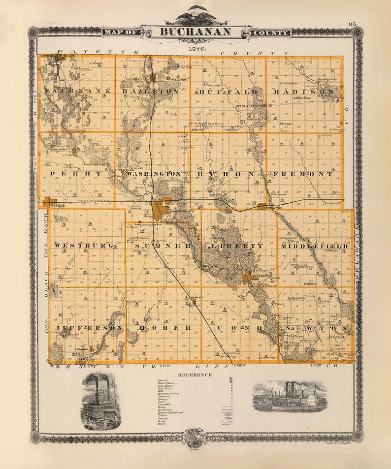 1875 Map of Buchanan County Iowa - Etsy