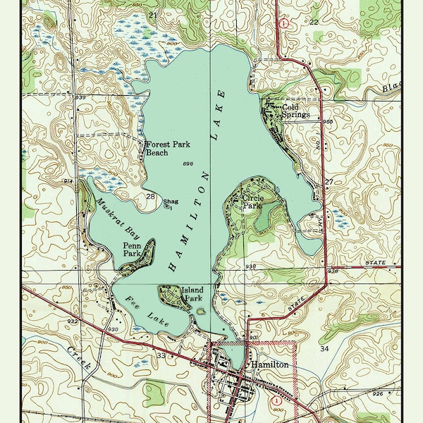 Map of Hamilton Lake - Etsy