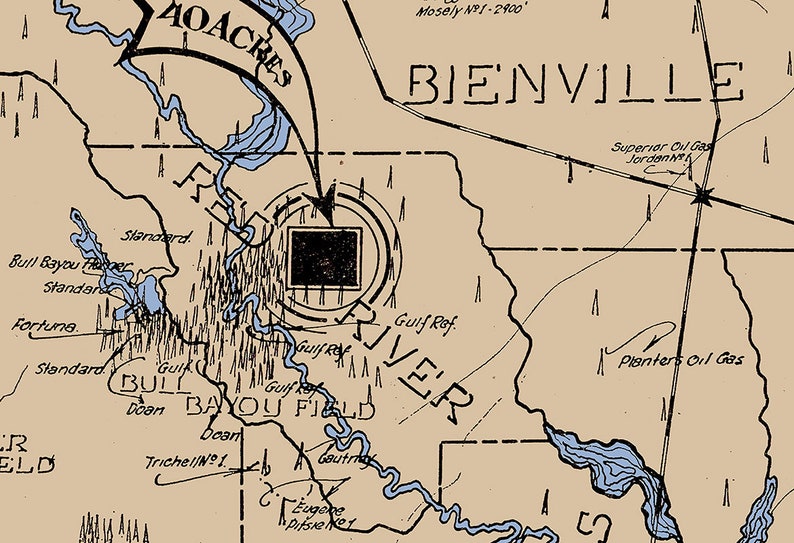 1920 Map of North Louisiana Oil and Gas Fields - Etsy
