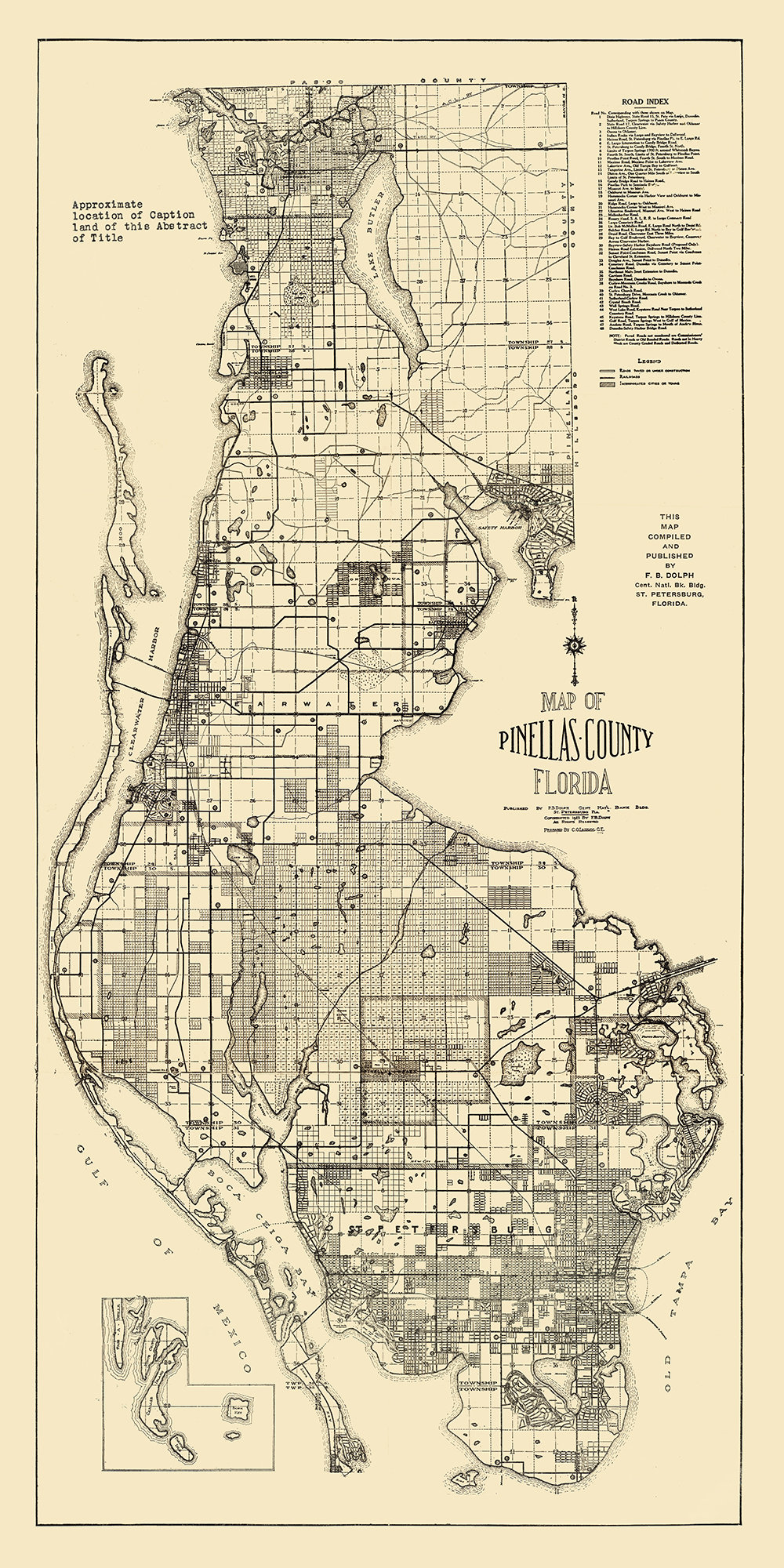Pinellas County Map Of Southern St. Petersburg, Florida, United