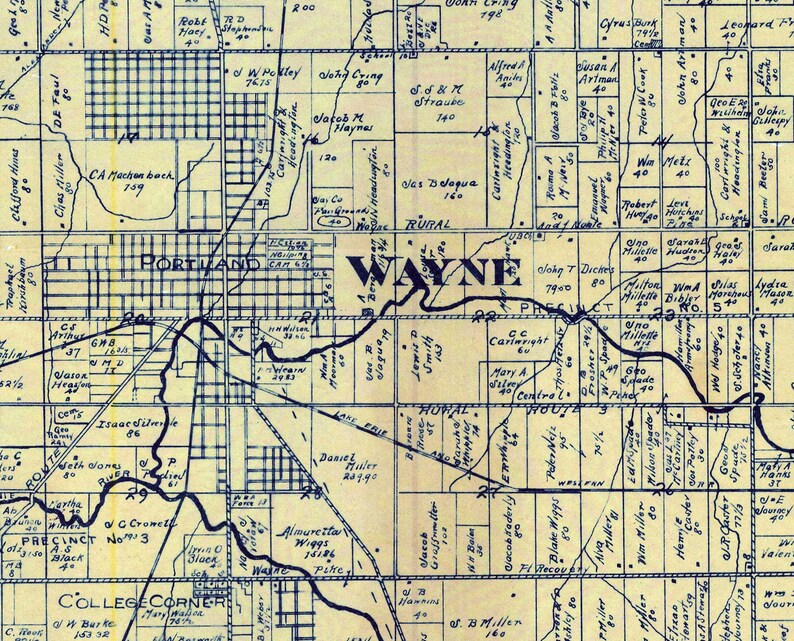 1900 Farm Line Map of Jay County Indiana - Etsy