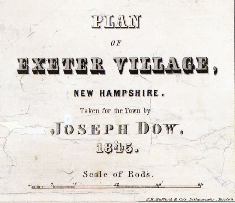 1845 Map of Exeter Village New Hampshire - Etsy