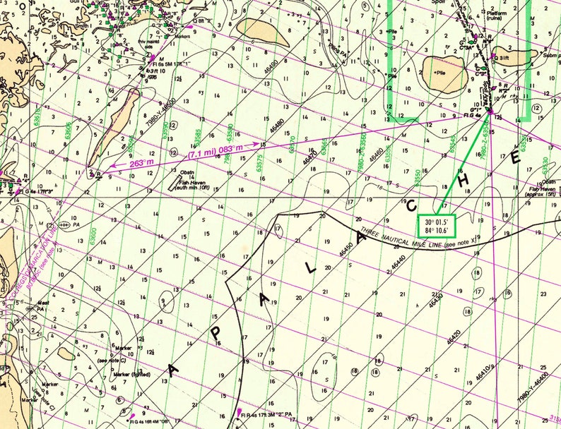 1996 Nautical Chart Map of Apalachee Bay Florida - Etsy