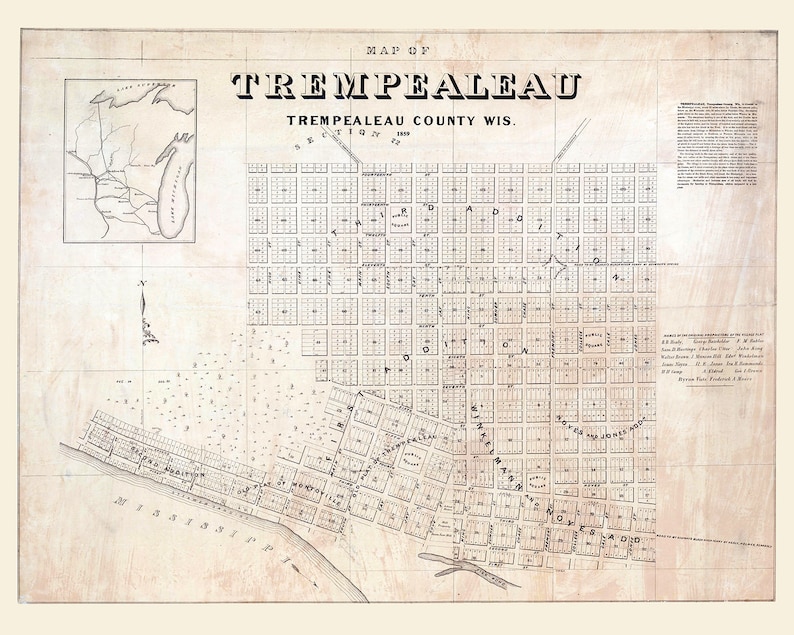 1859 Town Map of Trempealeau Wisconsin - Etsy