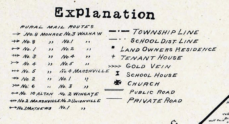 1907 Map of Union County North Carolina Monroe - Etsy