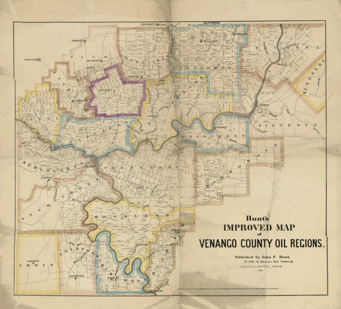 1865 Map of Venango County Pennsylvania Oil Regions - Etsy UK
