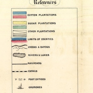 1858 Farm Map Normans Chart of the Lower Mississippi River - Etsy