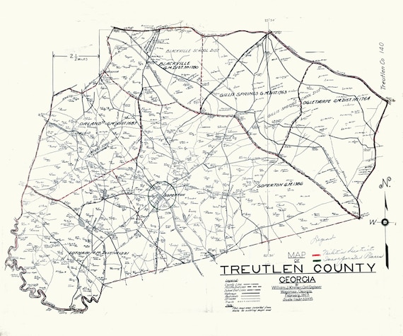 1929 Map of Treutlen County Georgia | Etsy