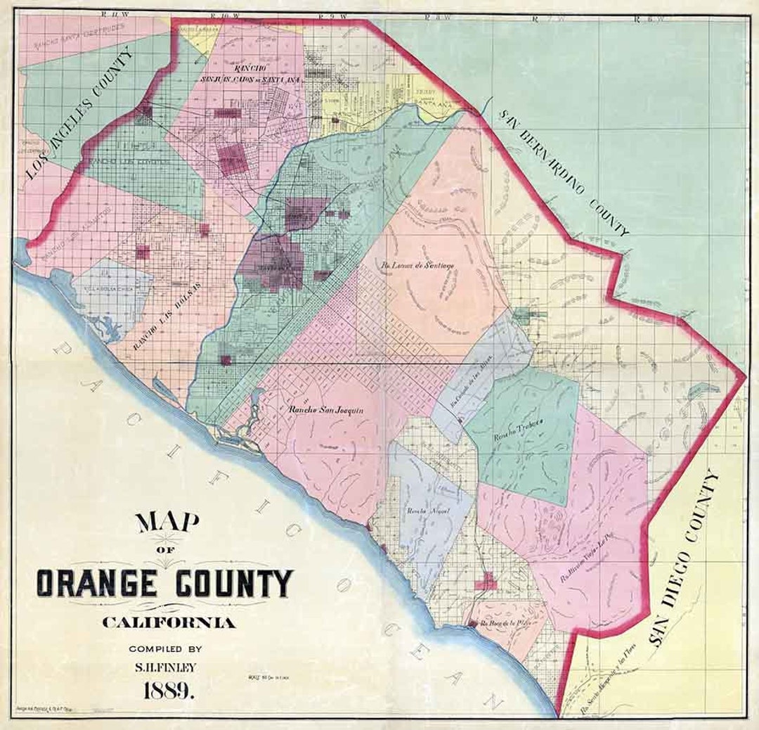 1889 Map of Orange County California - Etsy