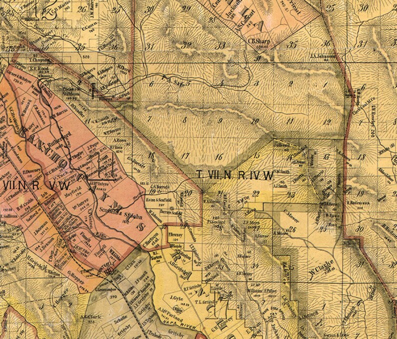 1876 Map of Napa County California - Etsy