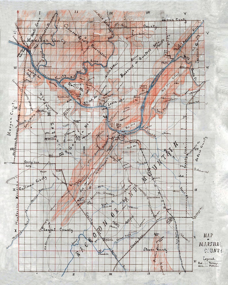 1900 Map of Marshall County Alabama - Etsy