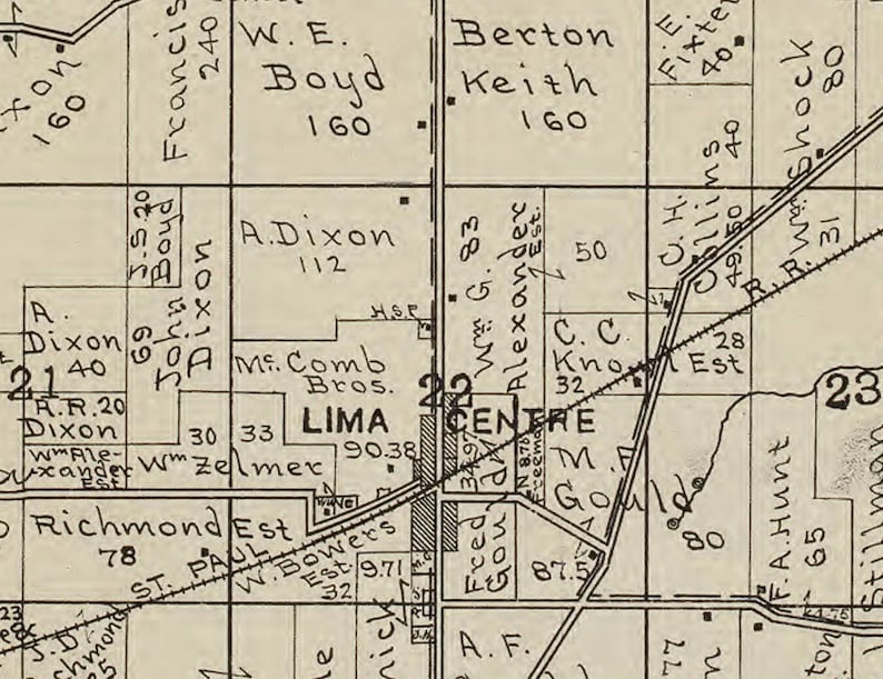1917 Map of Lima Township Rock County Wisconsin - Etsy