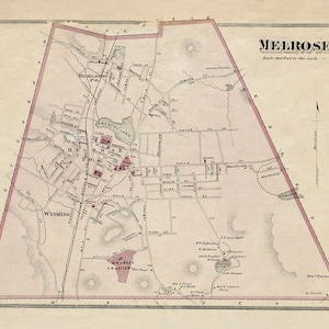 1874 Map of Melrose Middlesex County Massachusetts - Etsy